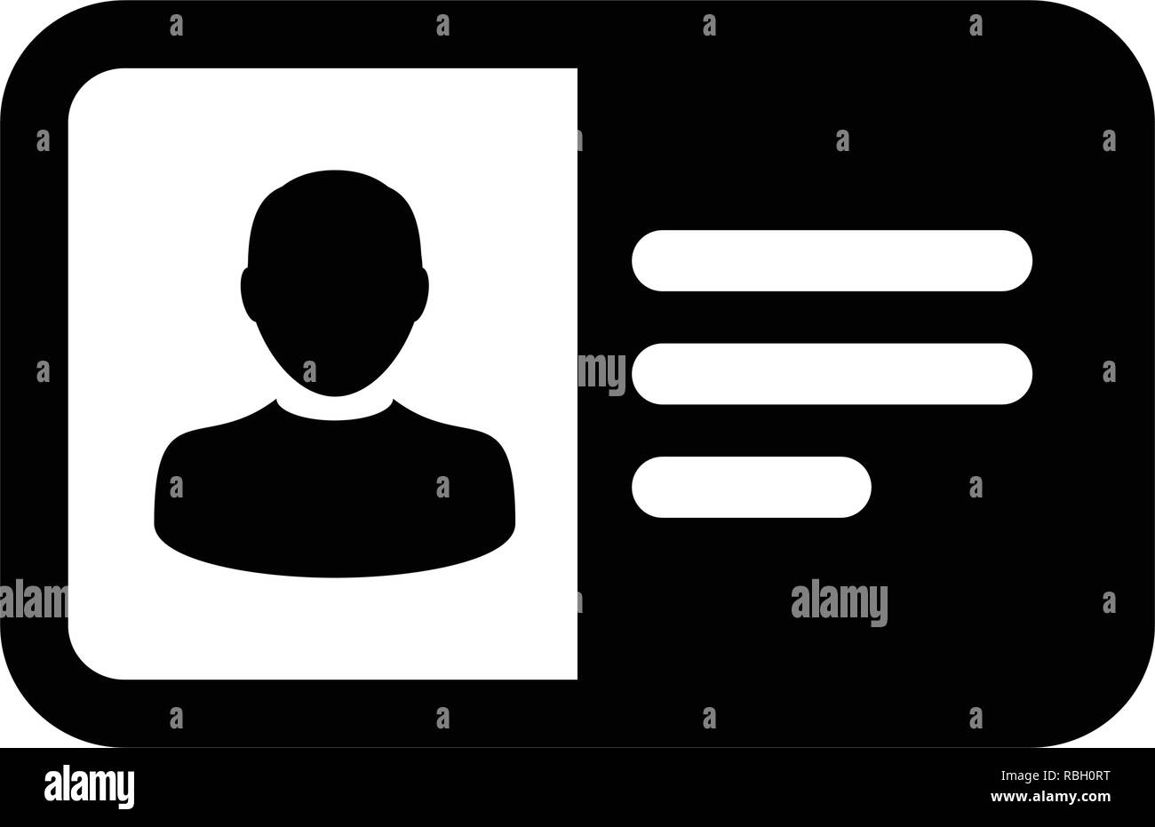 Identity card icon vector male user person profile avatar symbol in ...