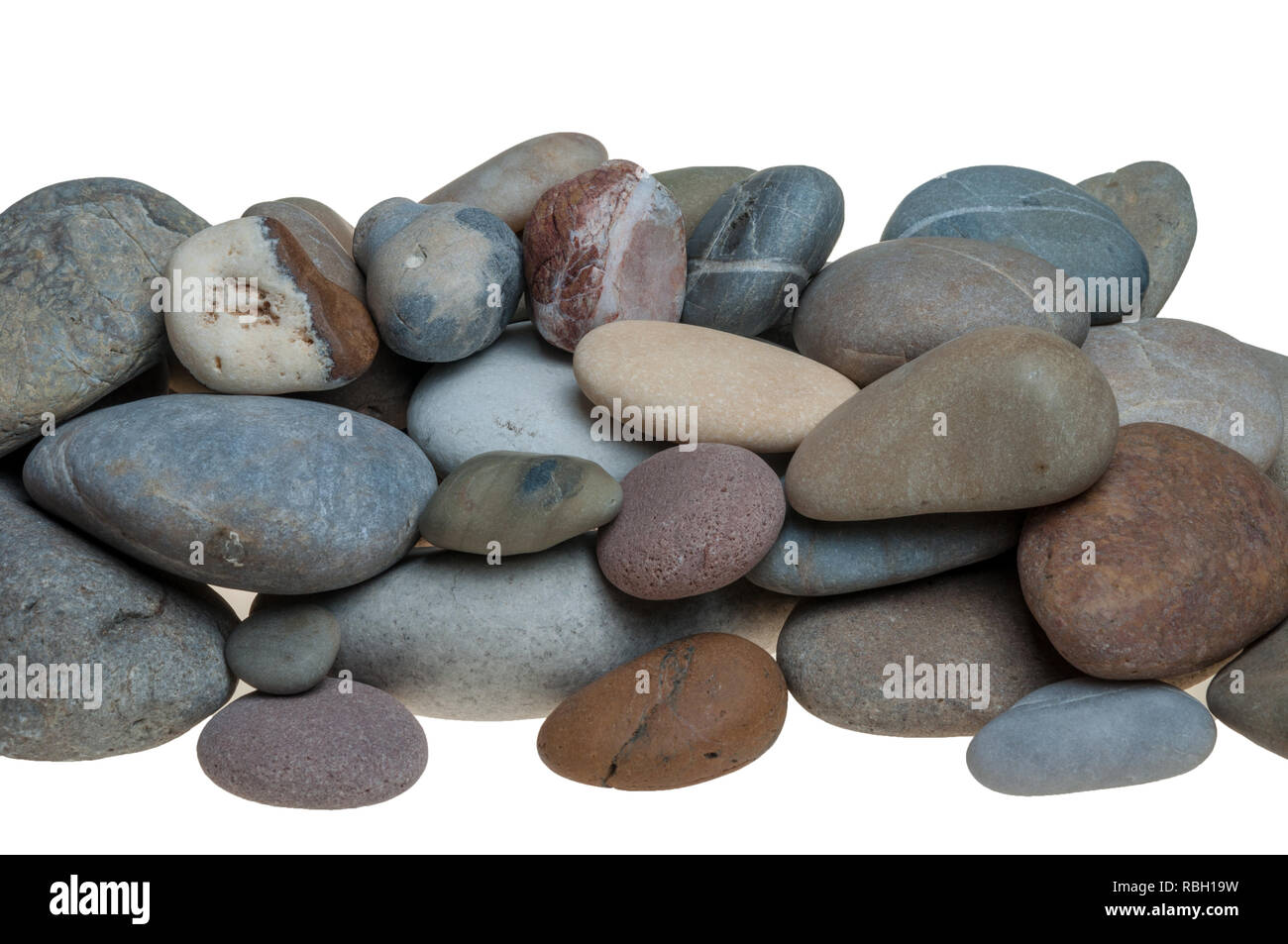 Single grey pebble isolated on white Stock Photo - Alamy