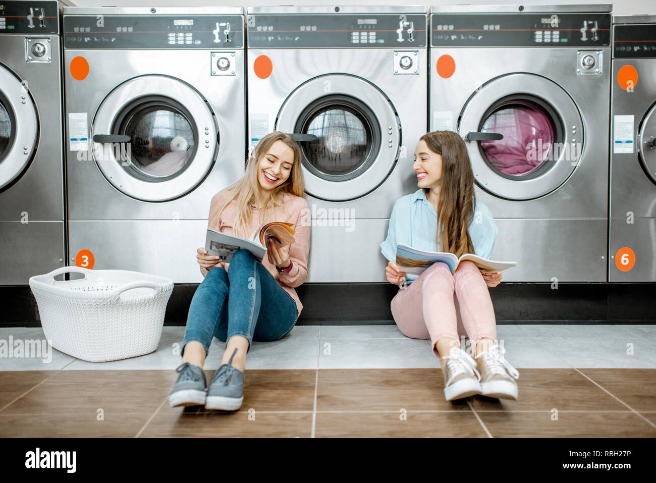 Cheerful housewife washing floor in hi-res stock photography and images ...