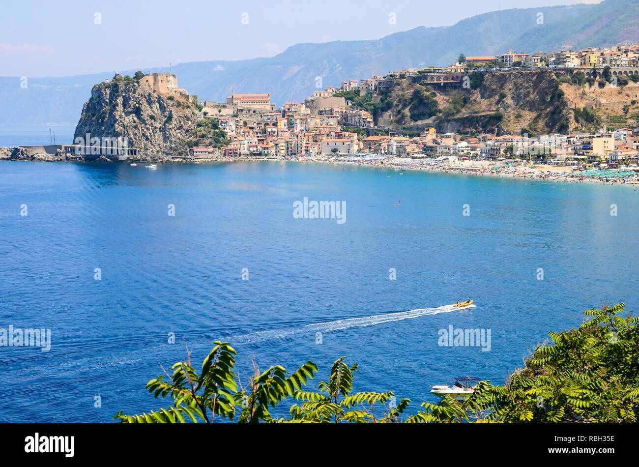 Panoramic view of the seaside town of Scilla, Calabria, the traditional ...