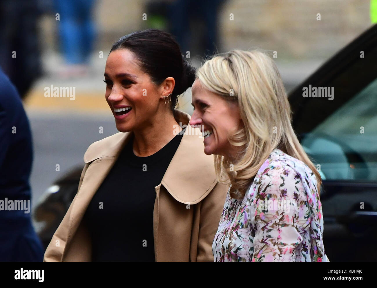 Kate Stephens (right) CEO of Smart Works welcomes the Duchess of Sussex ...