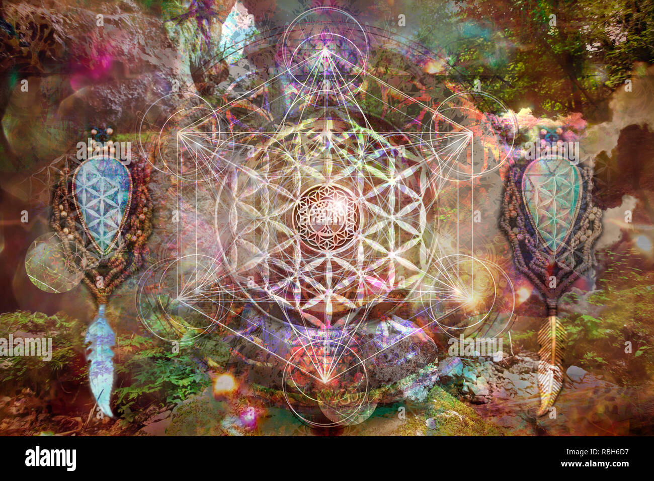 Abstract spiritual background with sacred geometry Stock Photo - Alamy