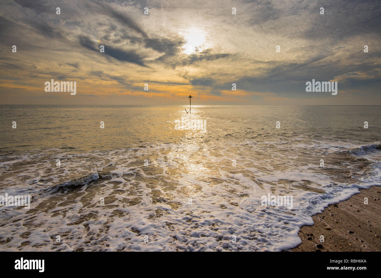 Winter seascape at Selsey Bill near Chichester, West Sussex, UK Stock ...
