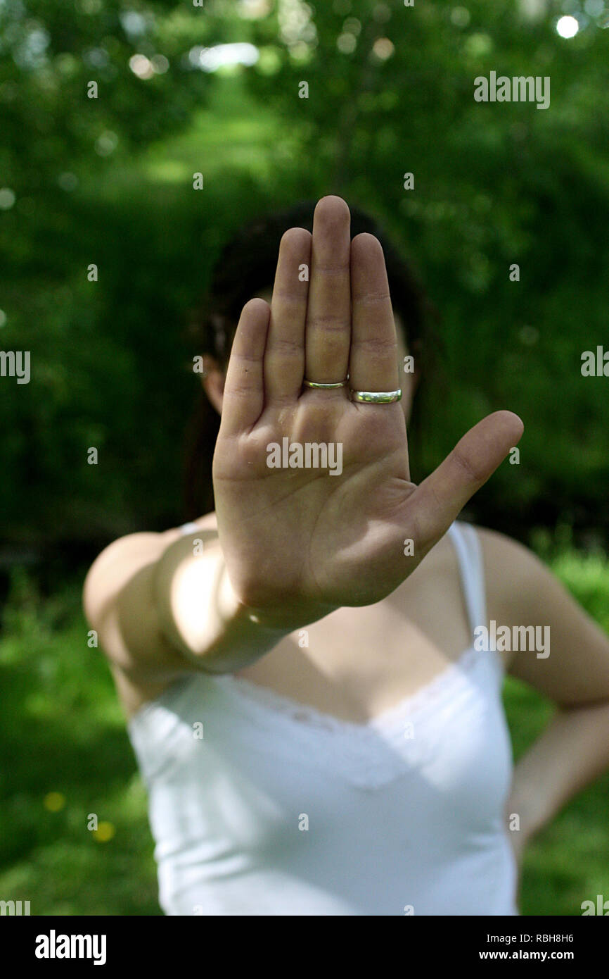 Hand Signals Woman High Resolution Stock Photography and Images - Alamy