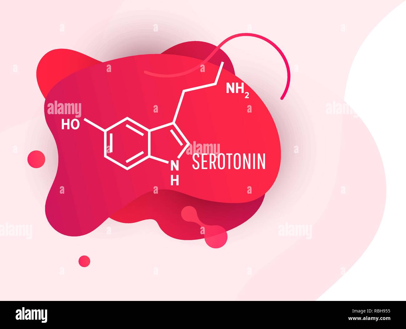 Serotonin hormone structural chemical formula on wave liquid background ...