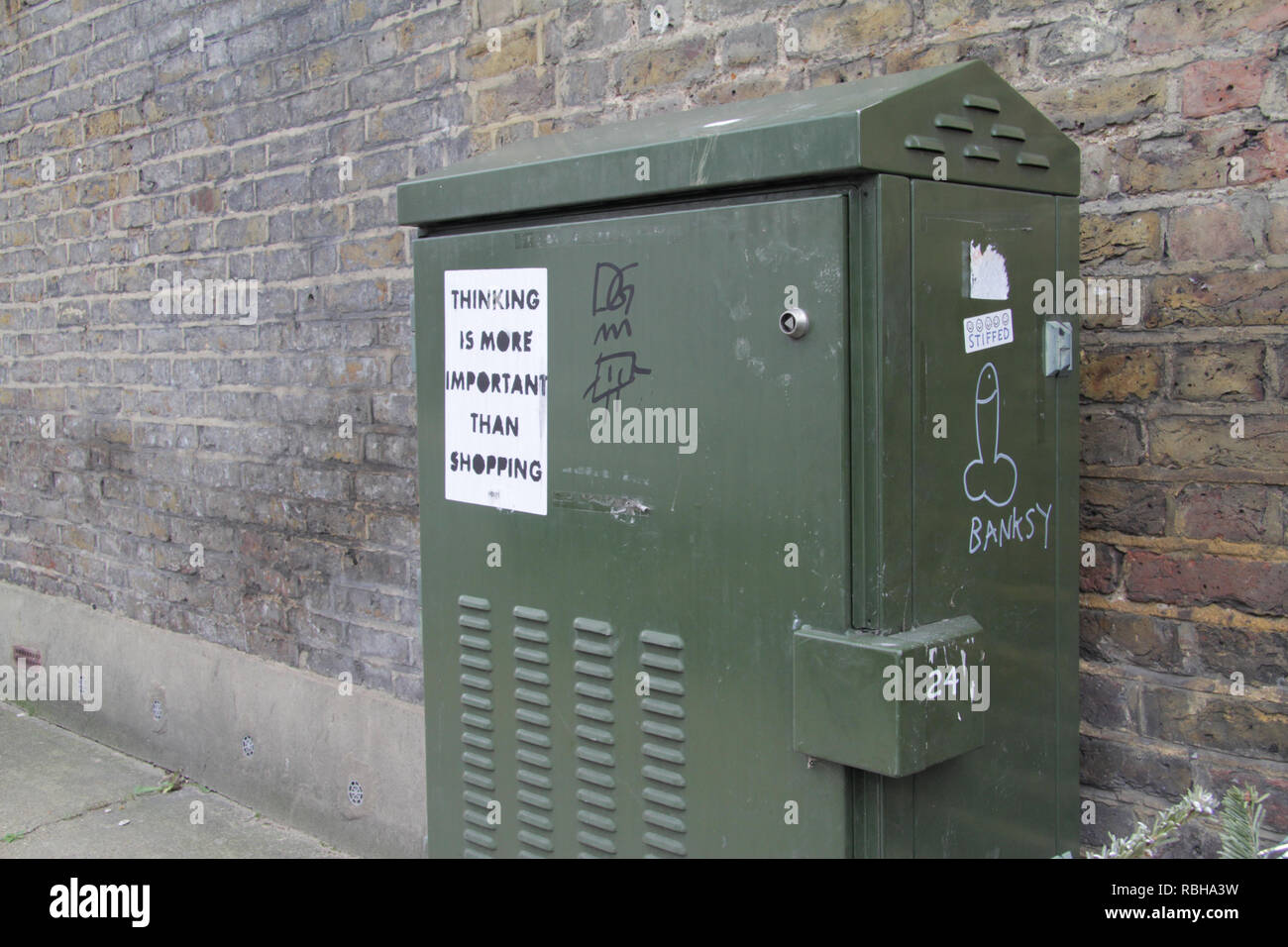 Electrical Box with Rude Graffiti Stock Photo - Alamy