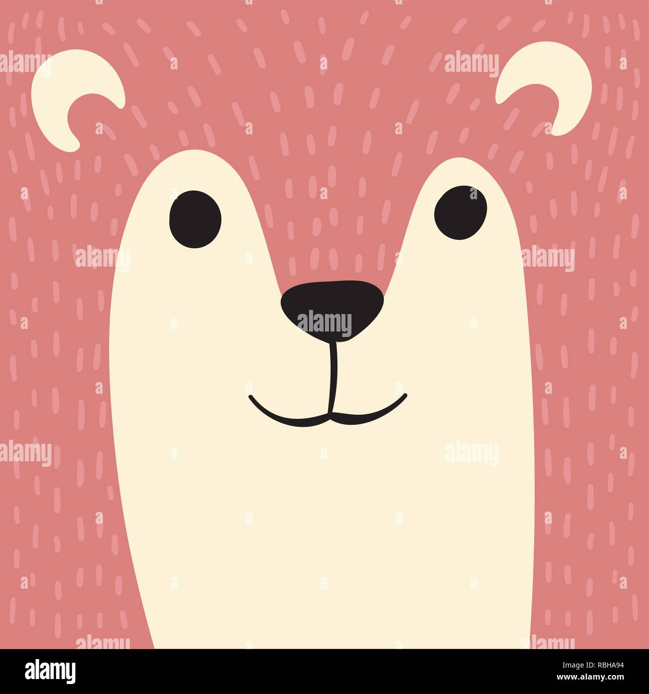 Cute pink bear cartoon animal portrait with smiling face wild forest ...