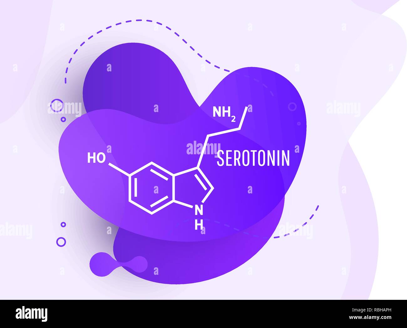 Serotonin hormone structural chemical formula on wave liquid background ...
