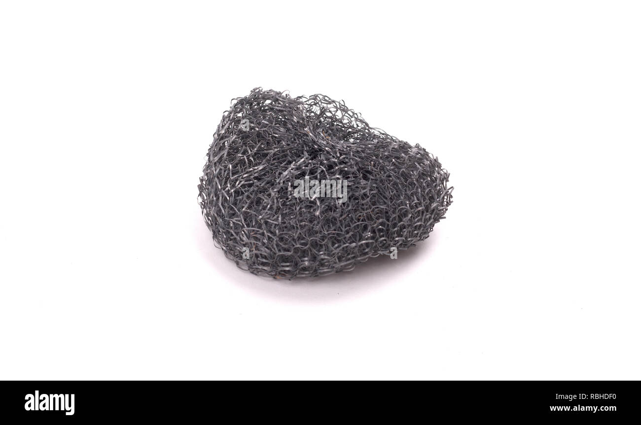 Cleaning steel wire wool scrub scourer metal on white background Stock ...