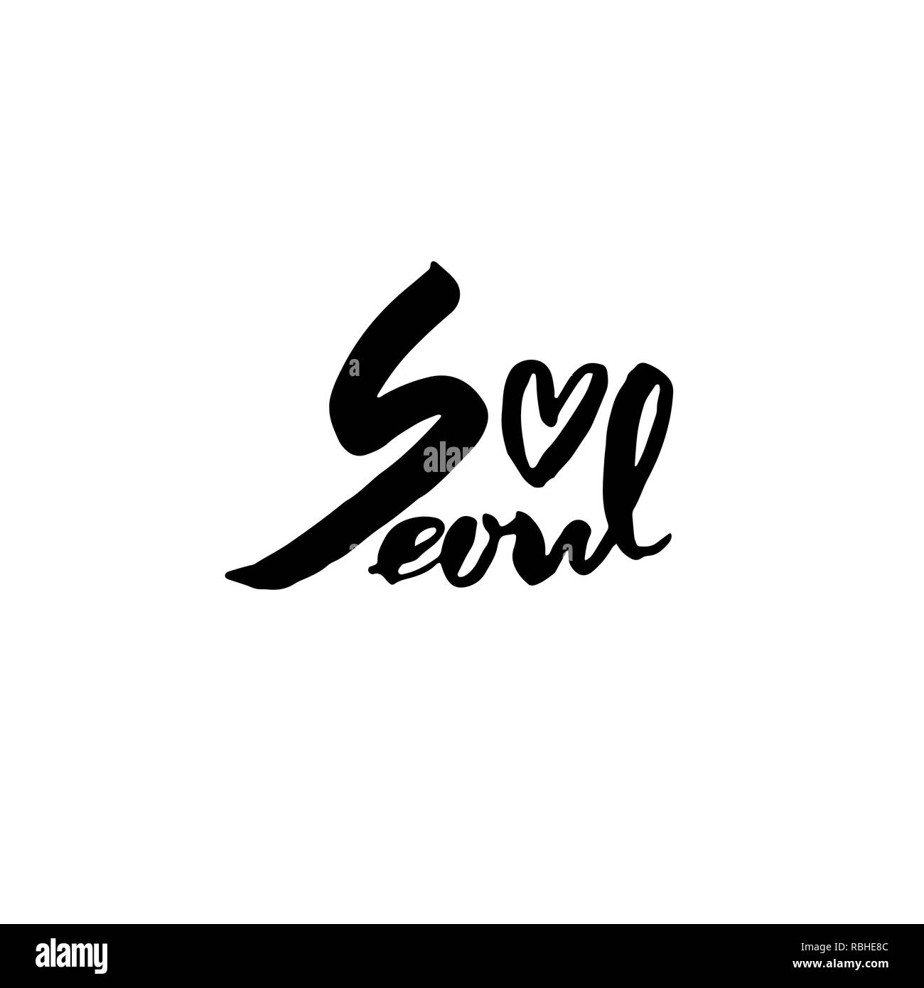 Seoul, Korea. Typography dry brush lettering design. Hand drawn ...