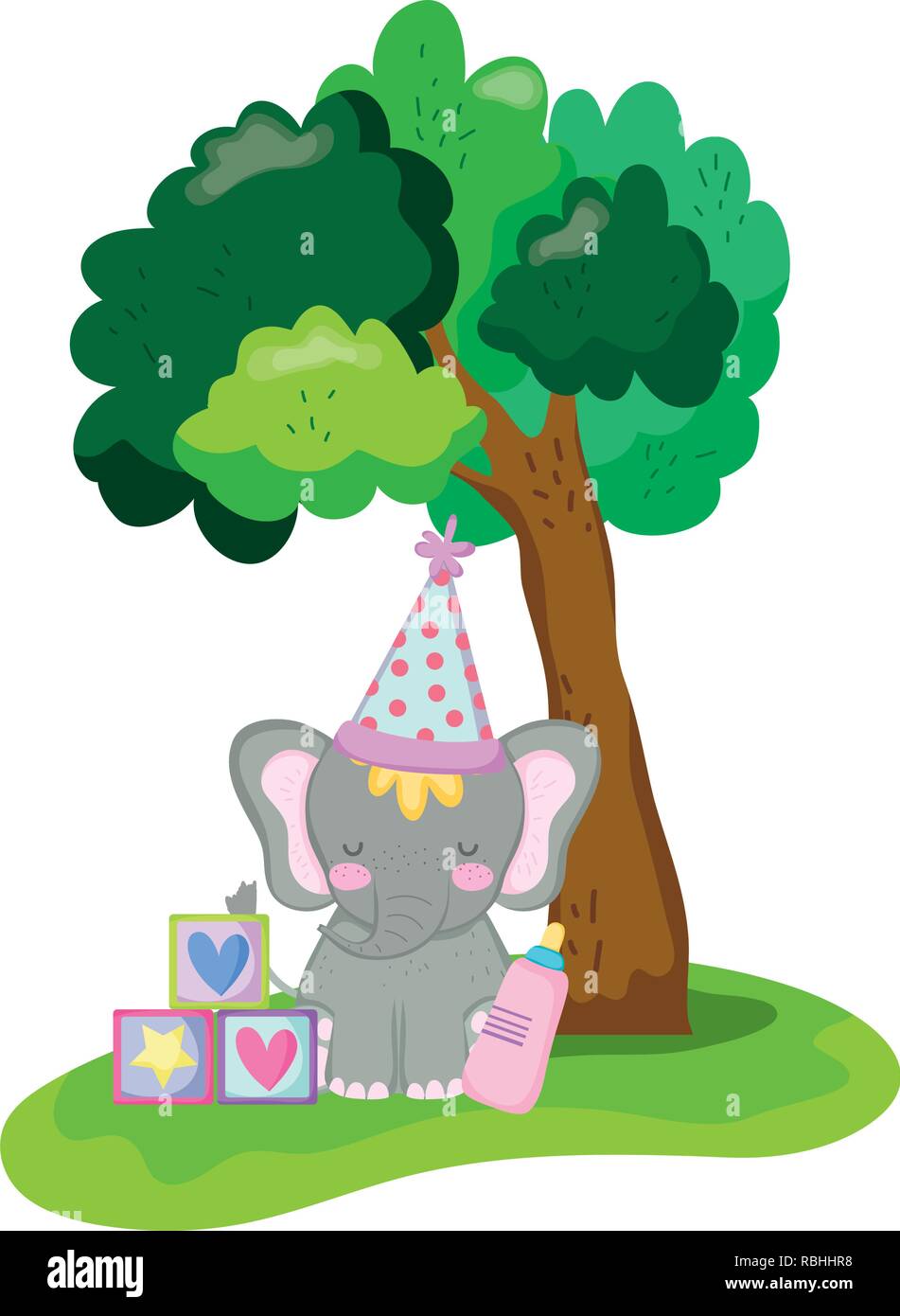 cute and little elephant with party hat Stock Vector Image & Art - Alamy