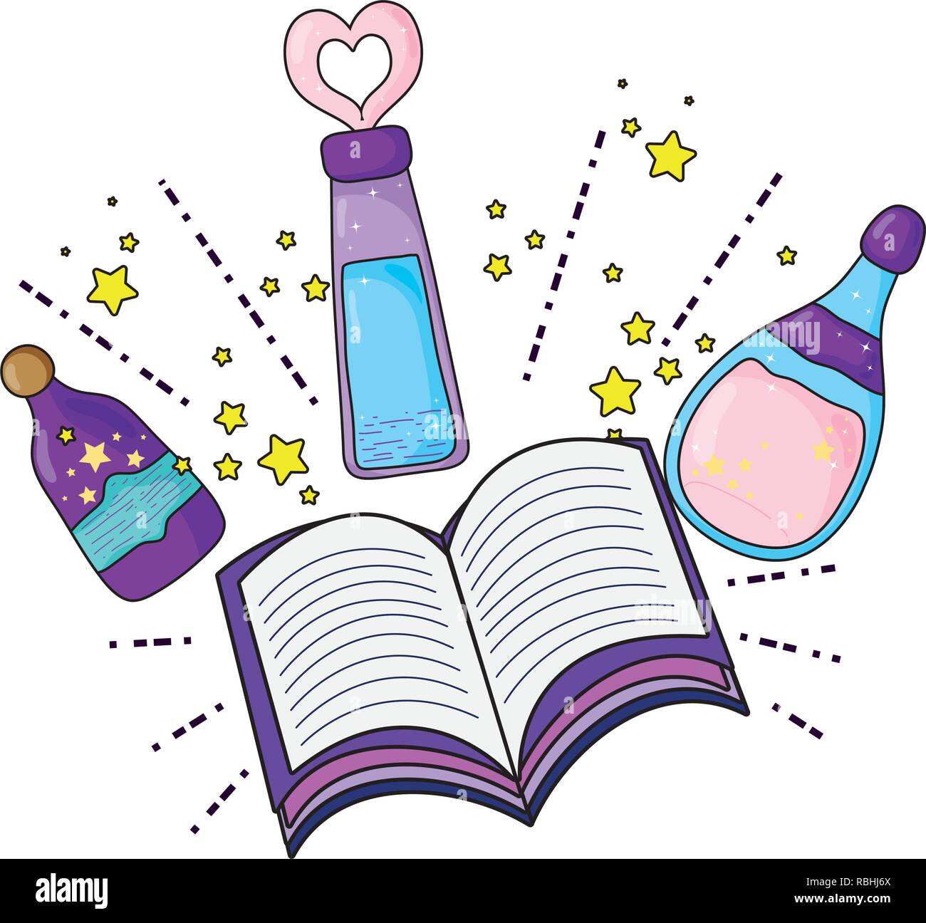 magic potion bottles with book Stock Vector Image & Art - Alamy