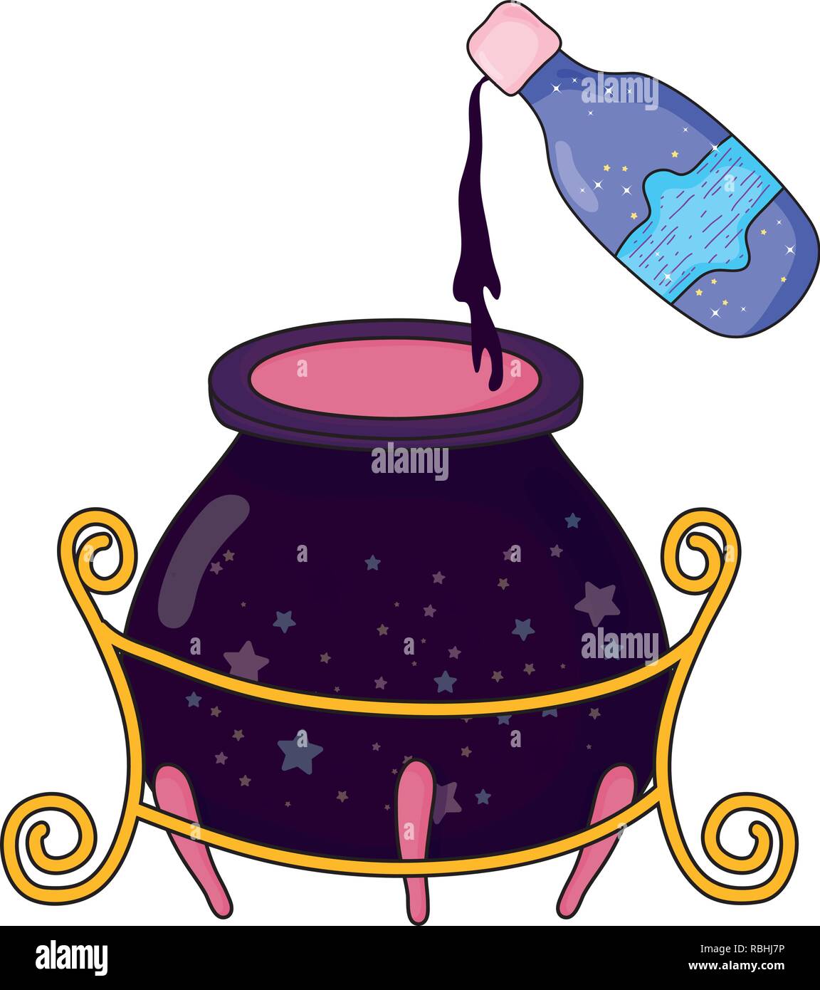magic witch cauldron with potion bottle Stock Vector Image & Art - Alamy