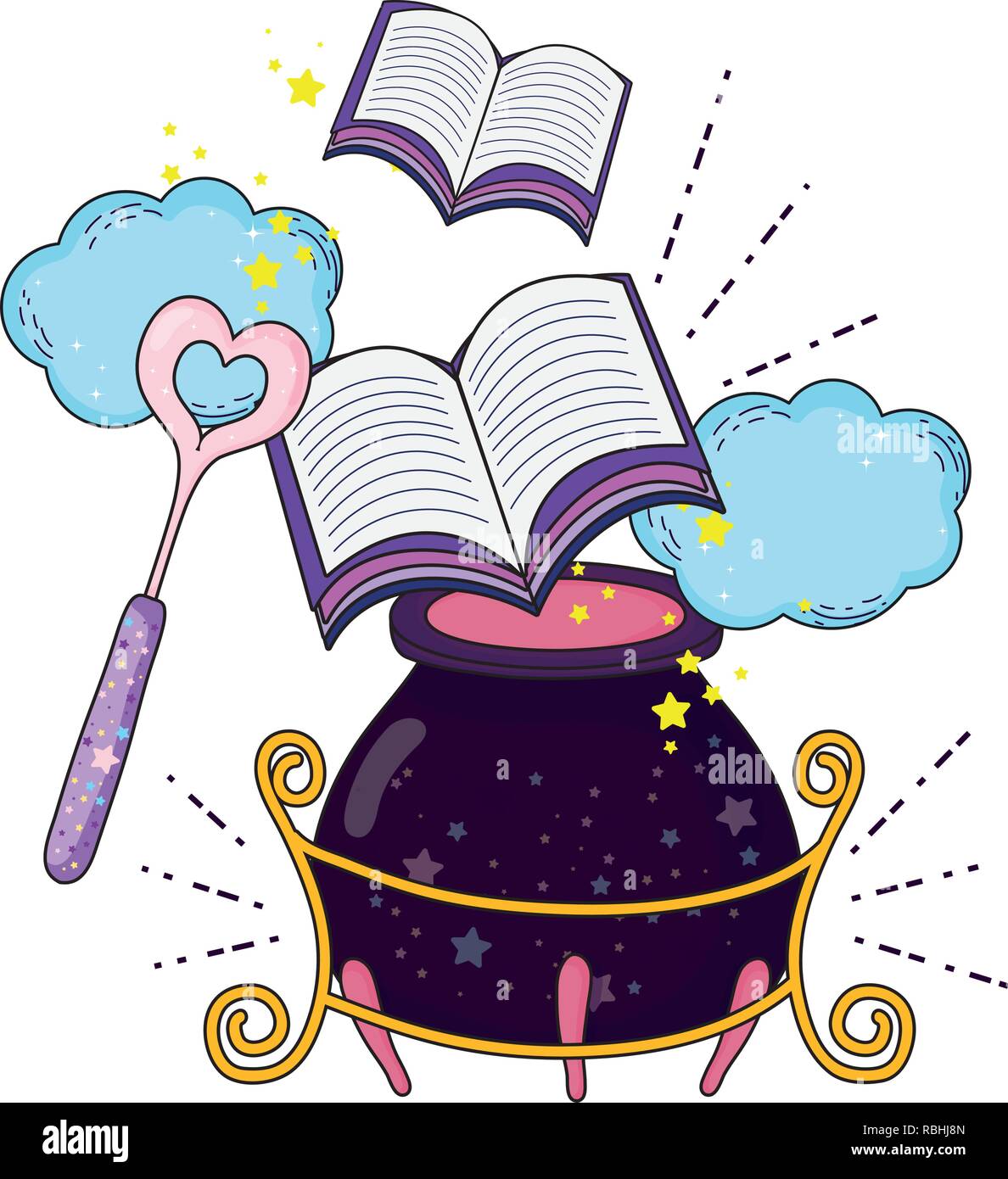 magic witch cauldron with book Stock Vector Image & Art - Alamy