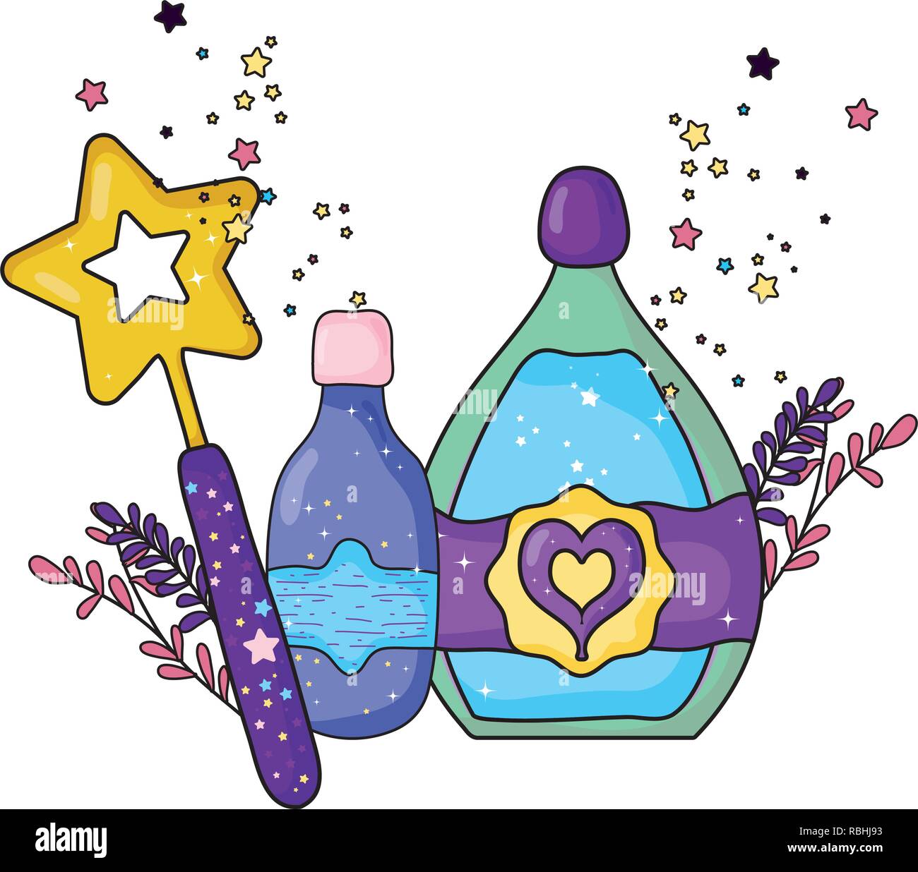 Glass bottles magic elixir Stock Vector Images - Alamy