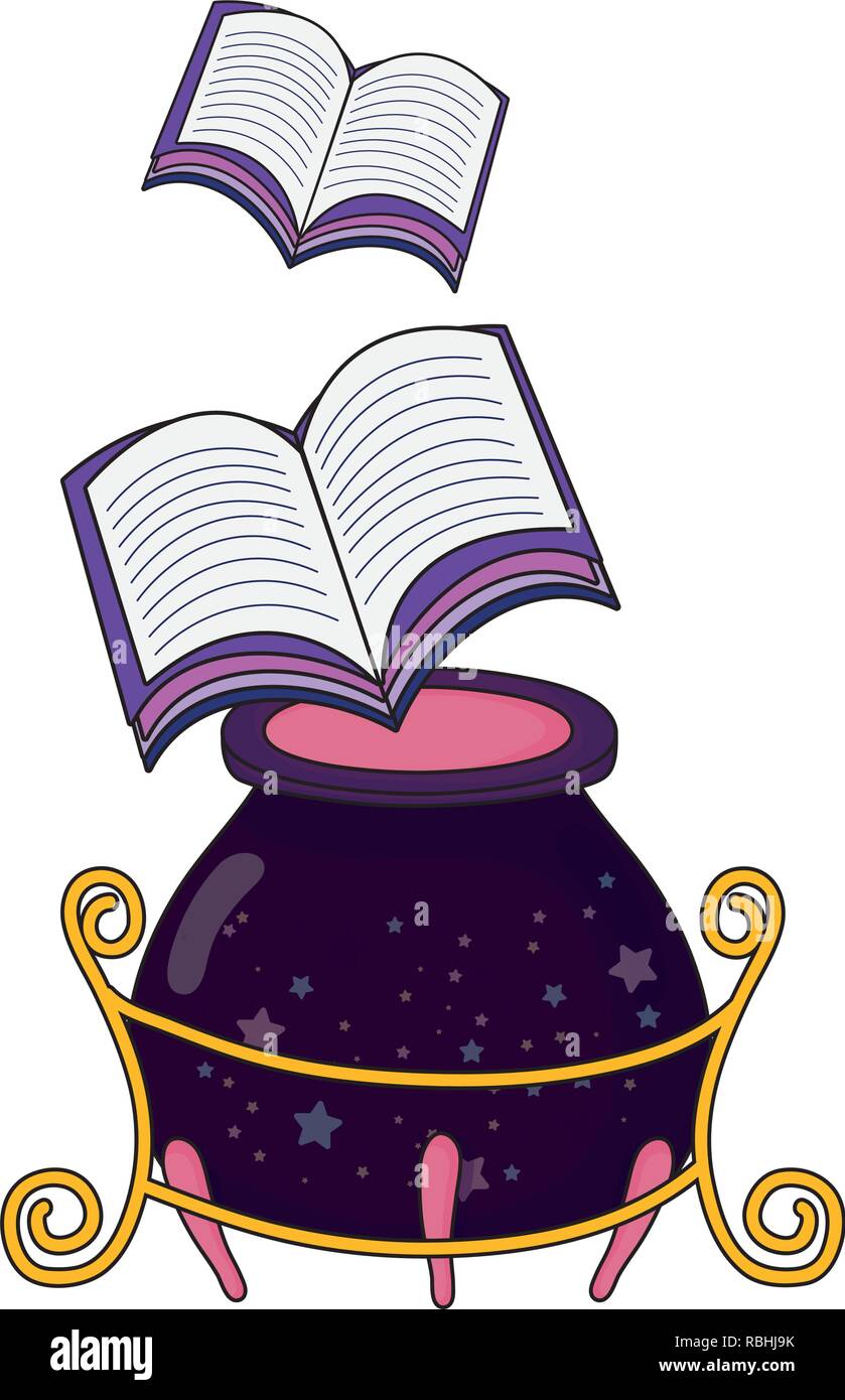 magic witch cauldron with book Stock Vector Image & Art - Alamy