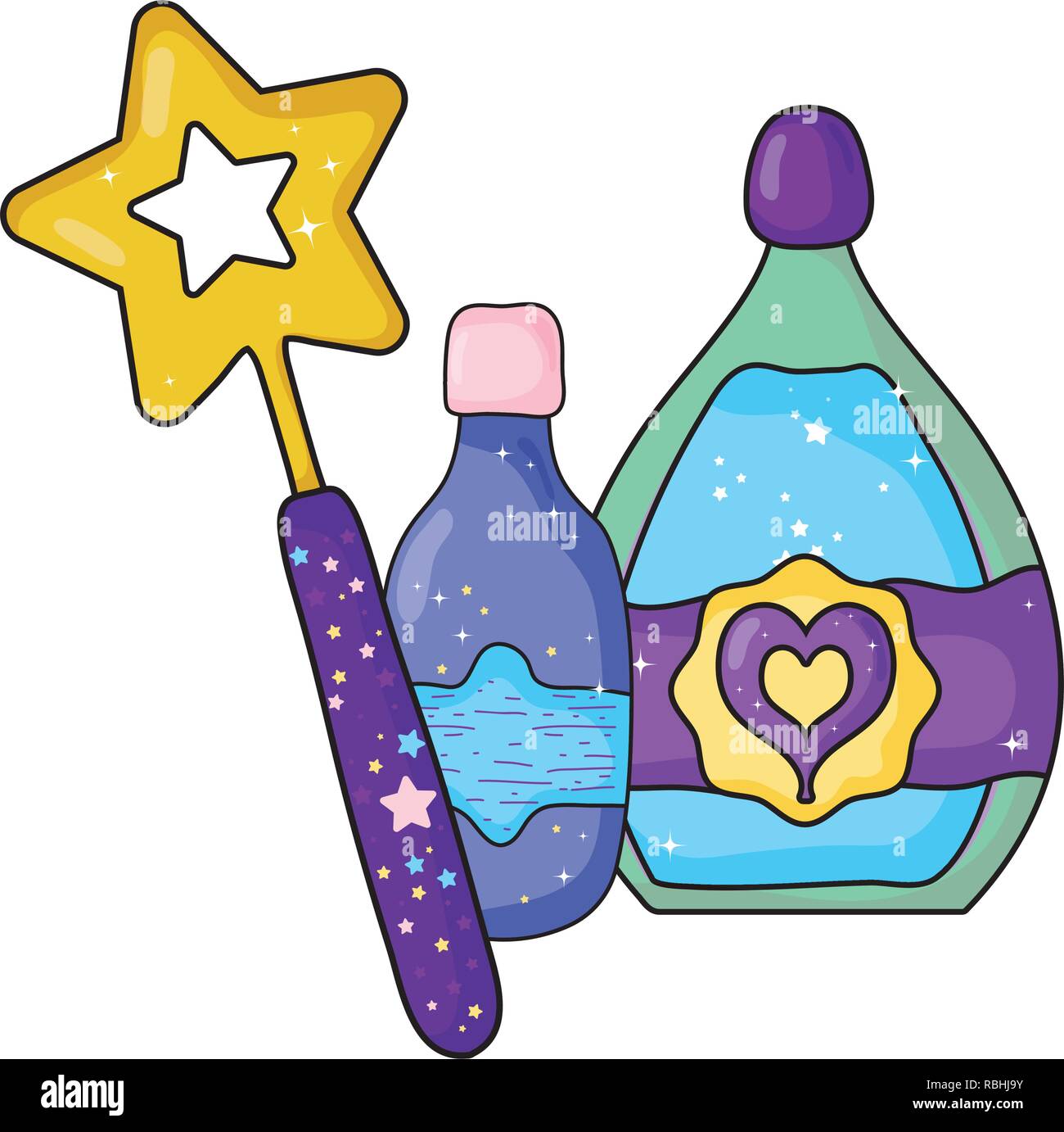 magic potion bottles with wand Stock Vector Image & Art - Alamy
