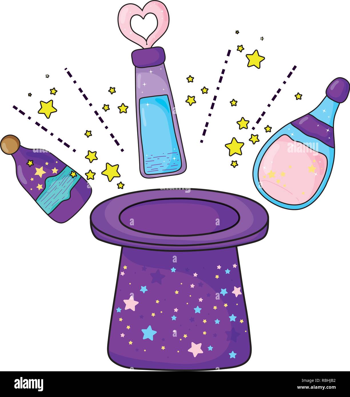 fairytale magic hat and potion bottle Stock Vector Image & Art - Alamy