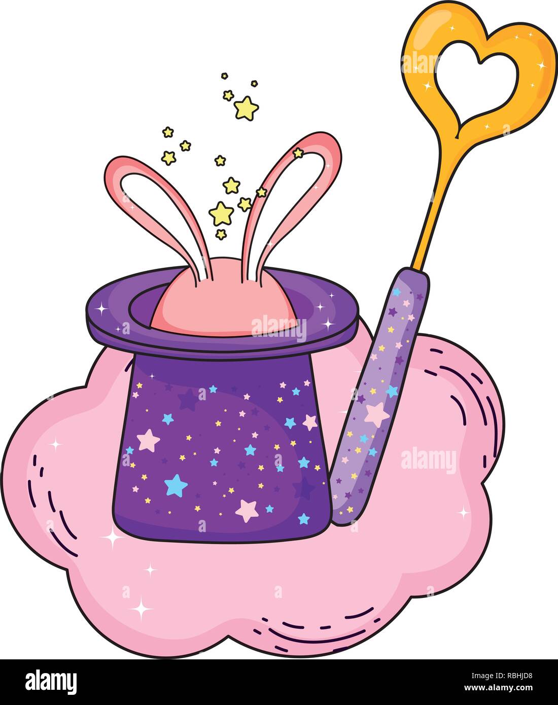 Magicians magic wand hat illustration Stock Vector Images - Alamy
