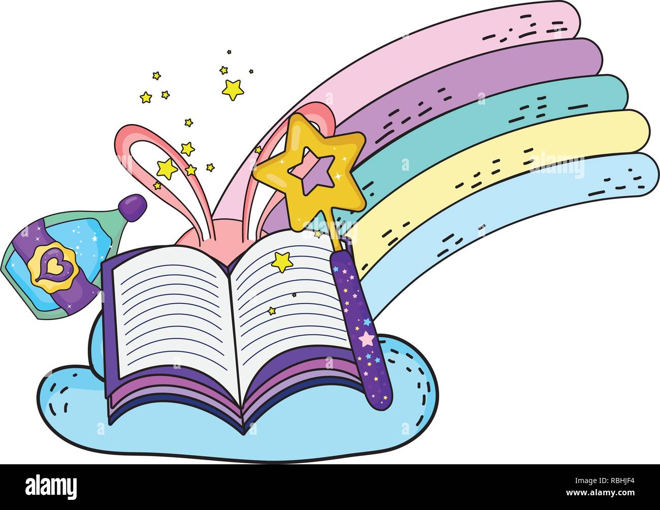 magic potion bottle with wand and book Stock Vector Image & Art - Alamy