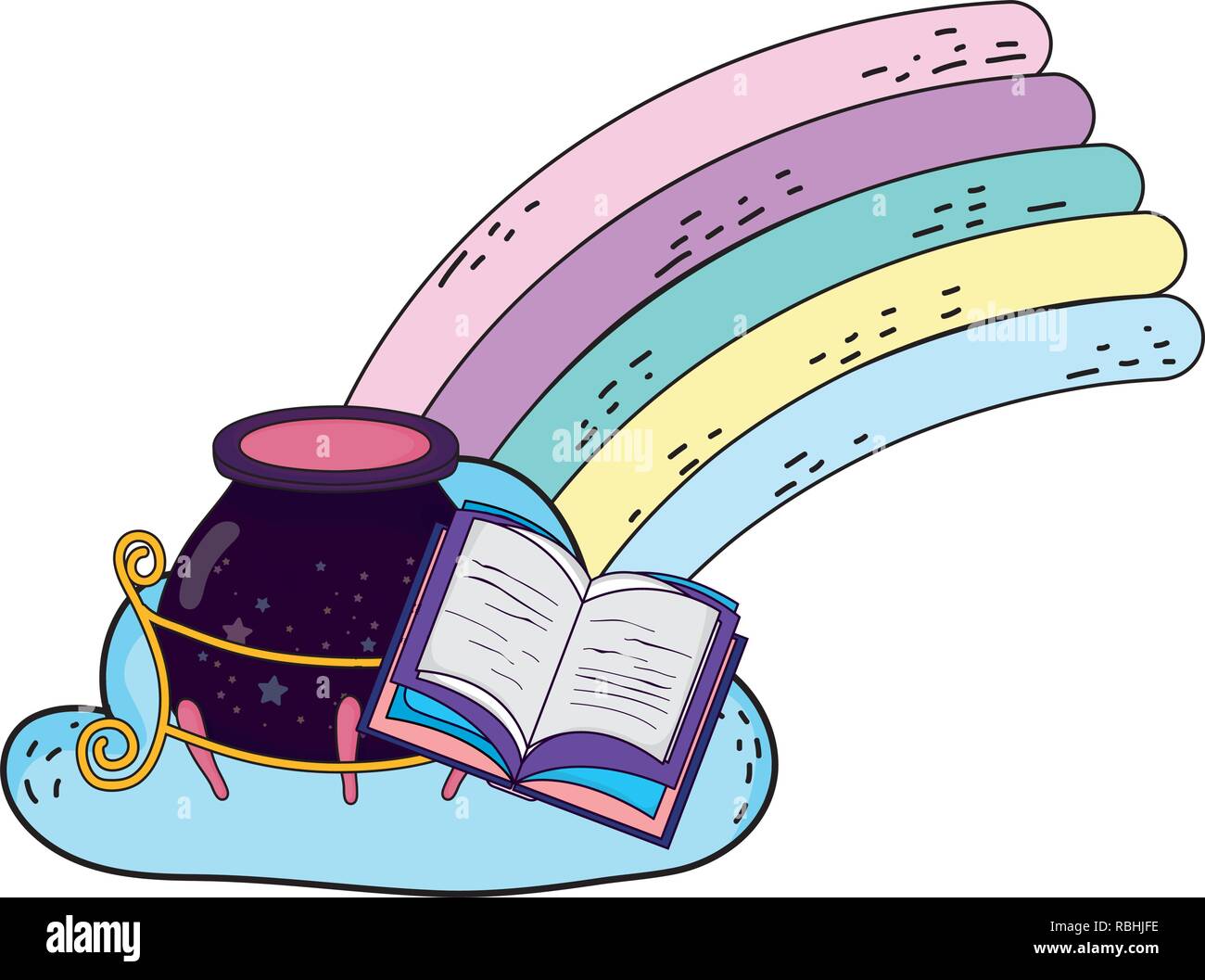 magic witch cauldron with book Stock Vector Image & Art - Alamy