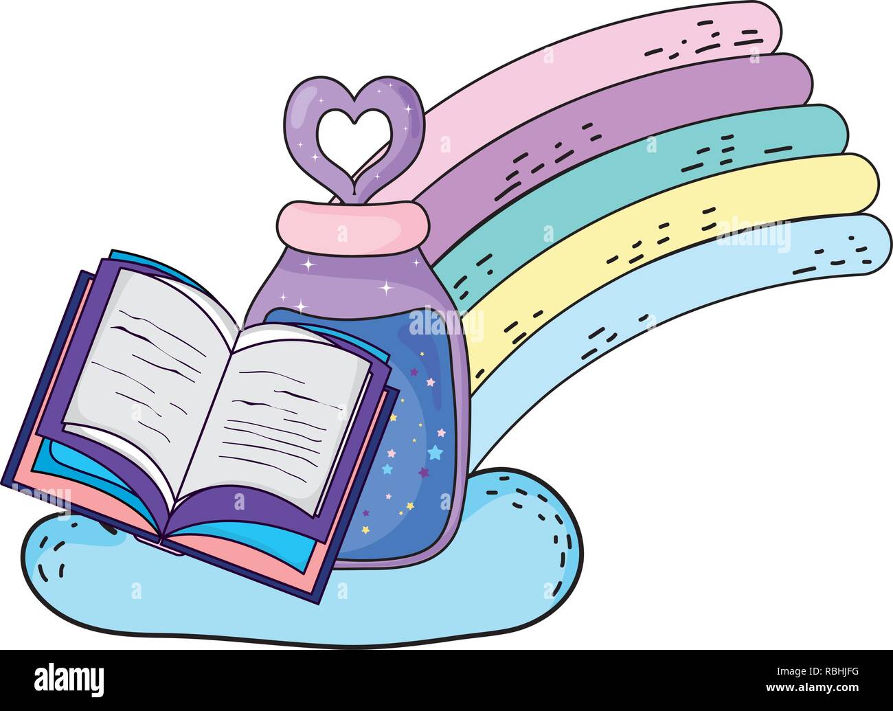 magic potion bottle with book Stock Vector Image & Art - Alamy