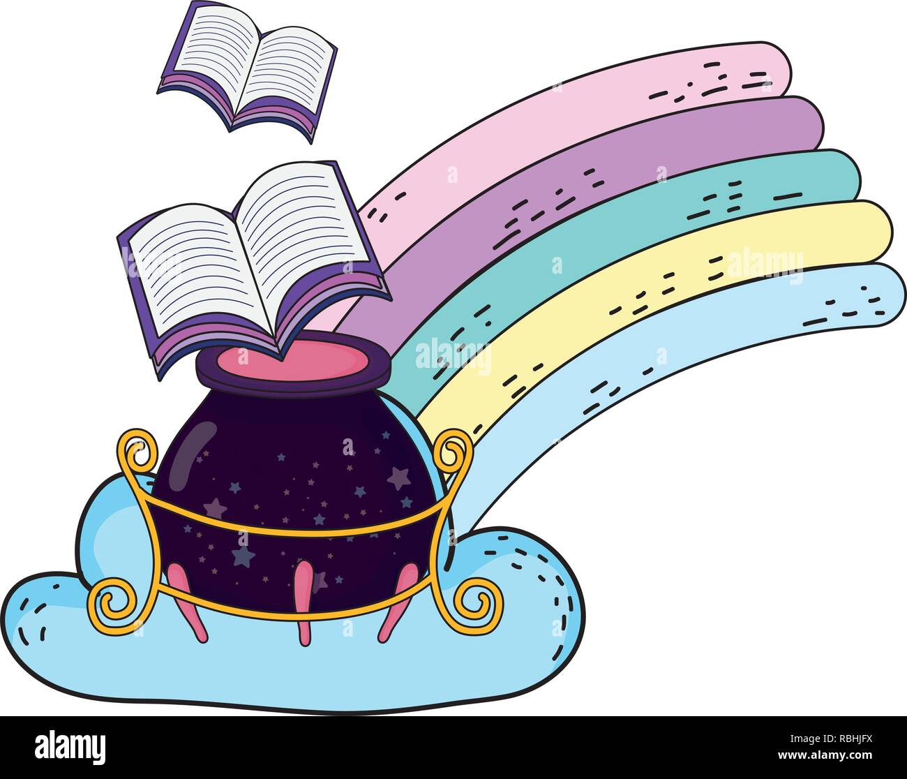 magic witch cauldron with book Stock Vector Image & Art - Alamy