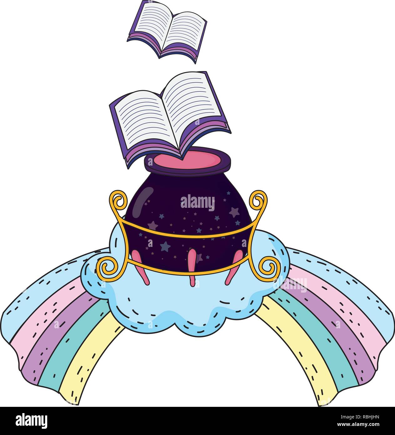 magic witch cauldron with book Stock Vector Image & Art - Alamy