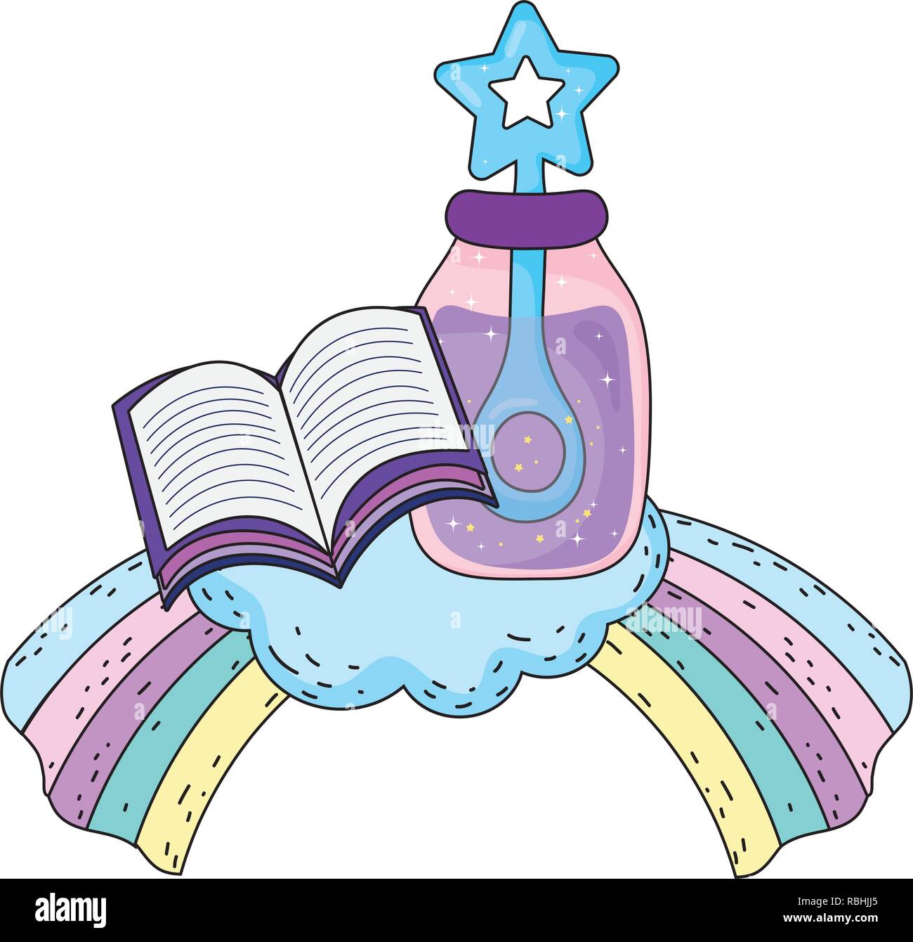 magic potion bottle with book Stock Vector Image & Art - Alamy