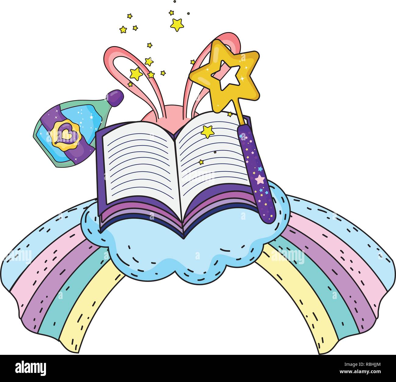 magic potion bottle with wand and book Stock Vector Image & Art - Alamy