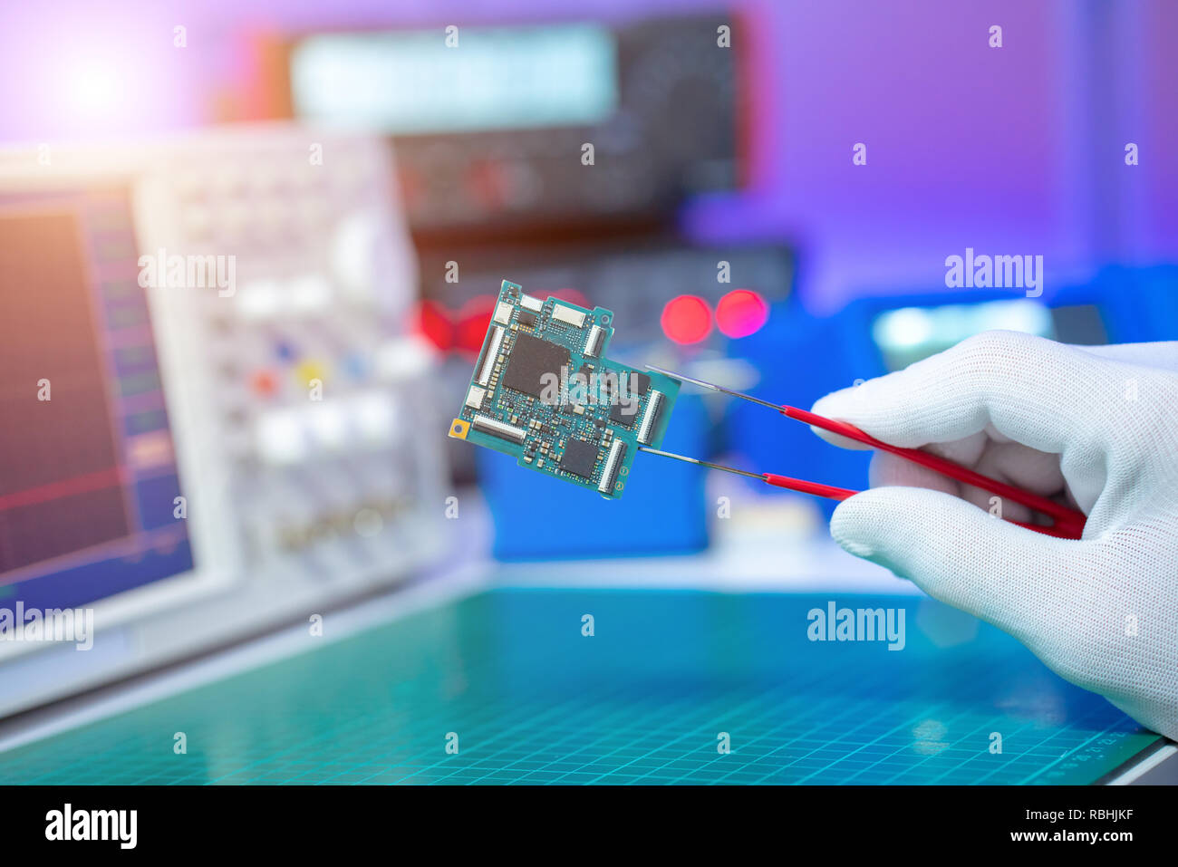 To repair the PCB of a modern monitor at the service center. Laboratory ...