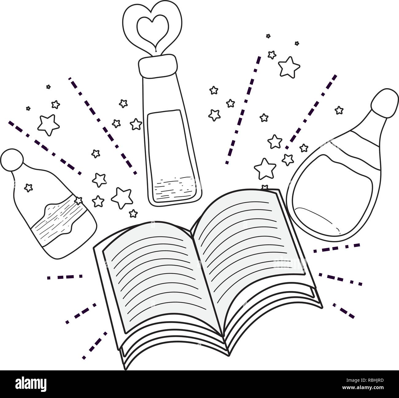 magic potion bottles with book Stock Vector Image & Art - Alamy