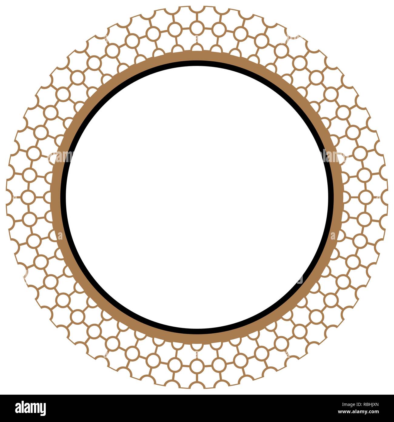 Islamic geometric figures ornament round golden frame Stock Vector ...