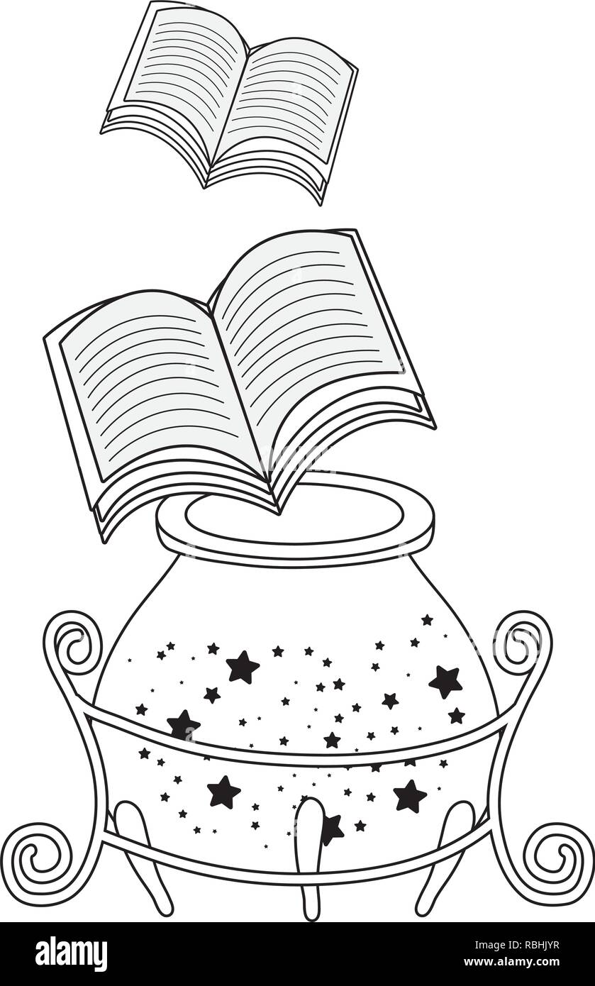 Magic witch cauldron boiling Black and White Stock Photos & Images - Alamy