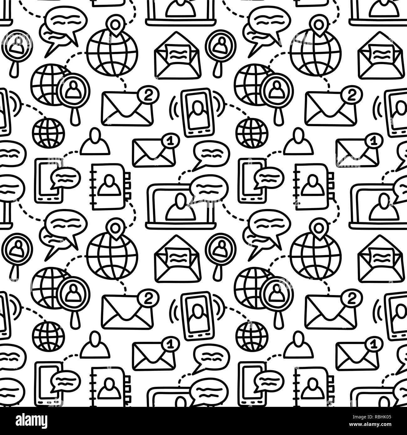 illustration of communication symbols seamless pattern Stock Vector ...
