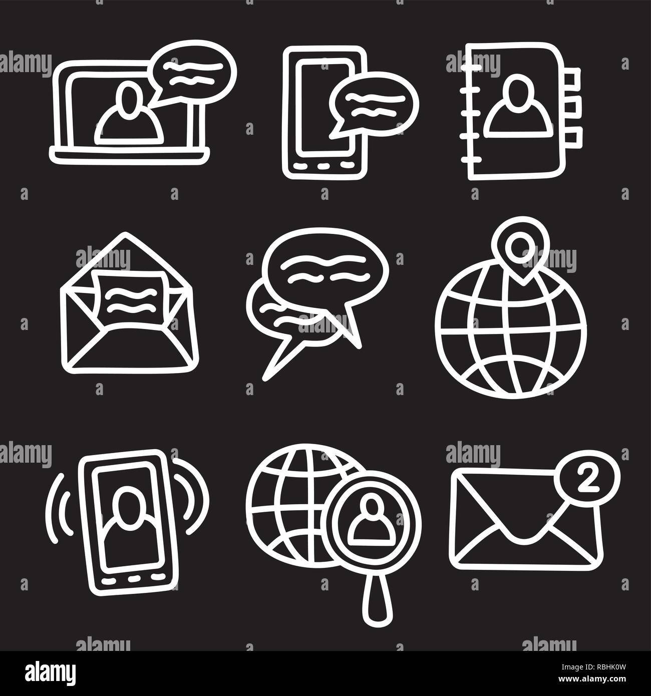 illustration of set communication icons for network applications Stock ...