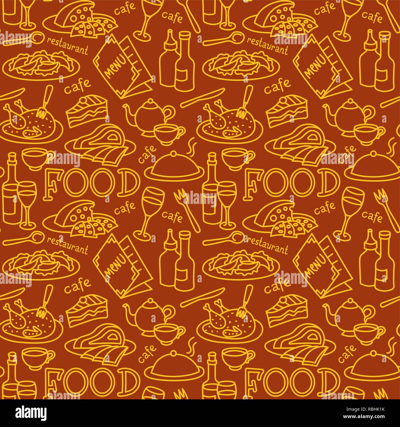 seamless pattern for restaurant and cafe food and dishes Stock Vector ...