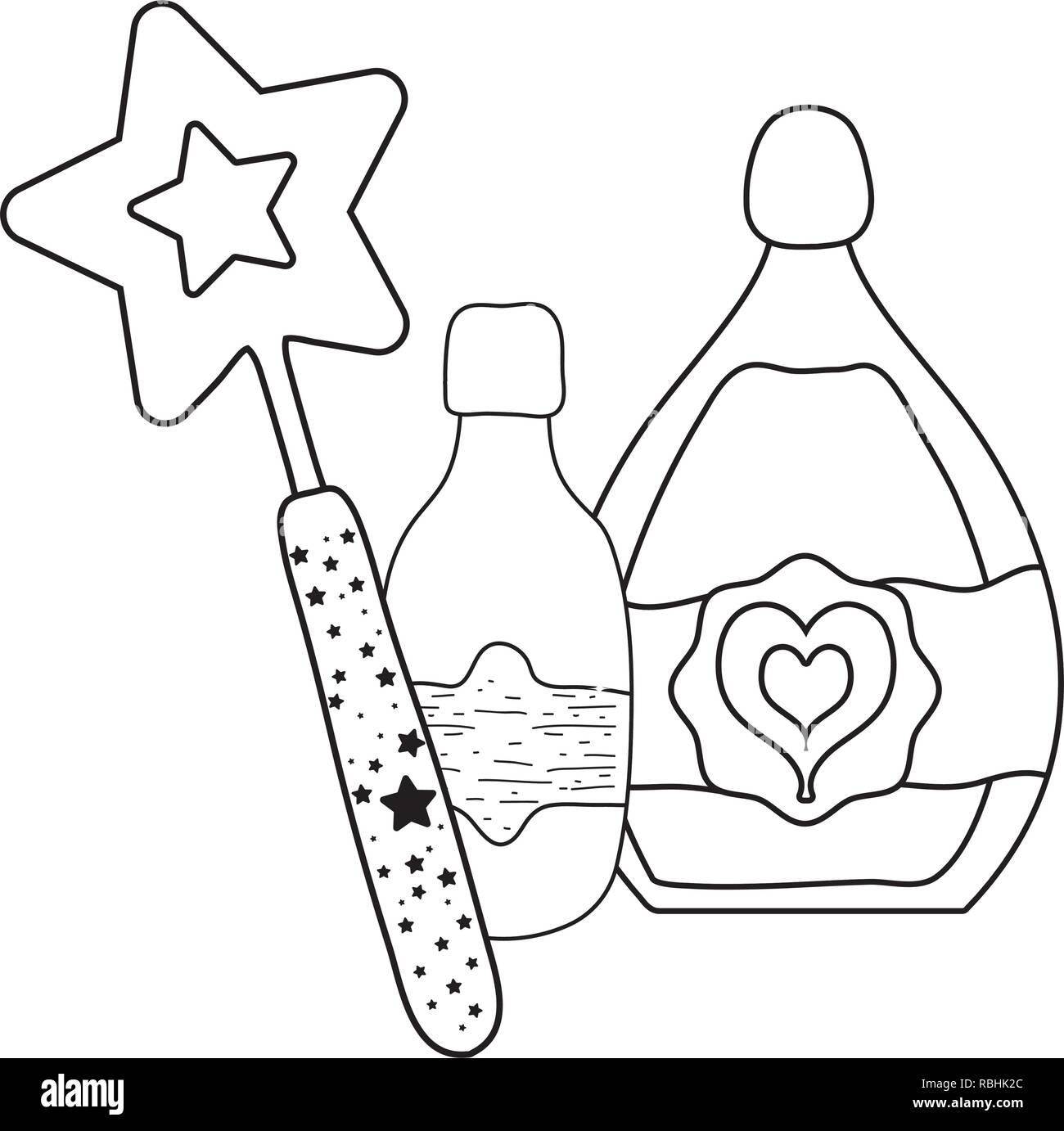 Cartoon potion bottle Black and White Stock Photos & Images - Alamy