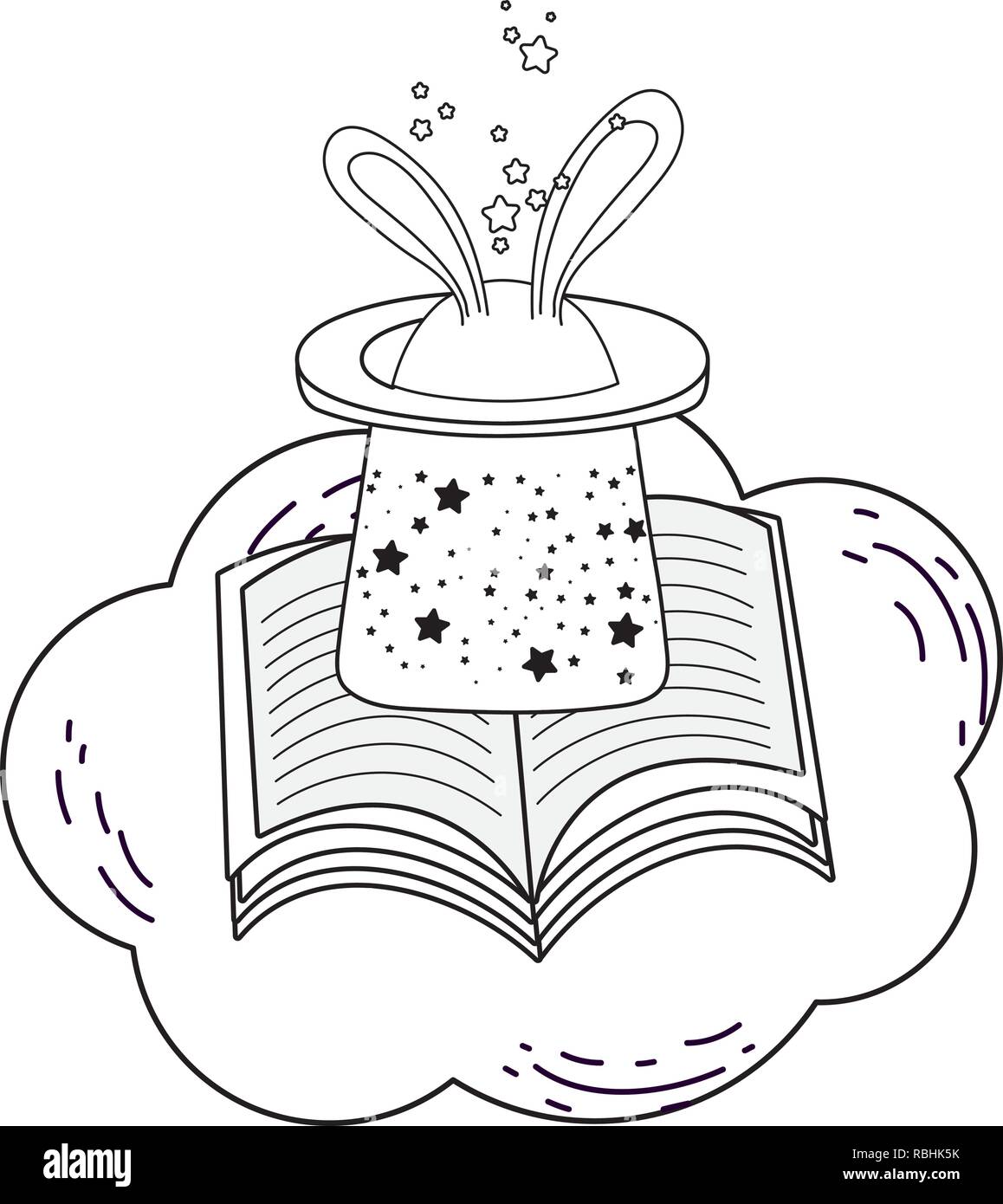 fairytale magic hat with rabbit ears and book Stock Vector Image & Art ...