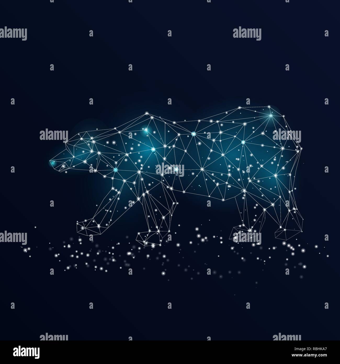 Polar bear in low poly style. Polygonal lines vector polar white space ...