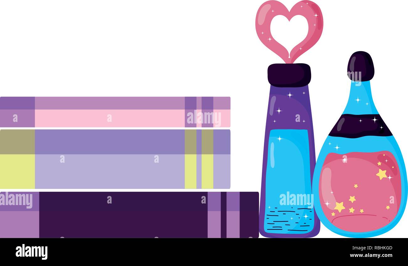 magic potion bottles with books Stock Vector Image & Art - Alamy