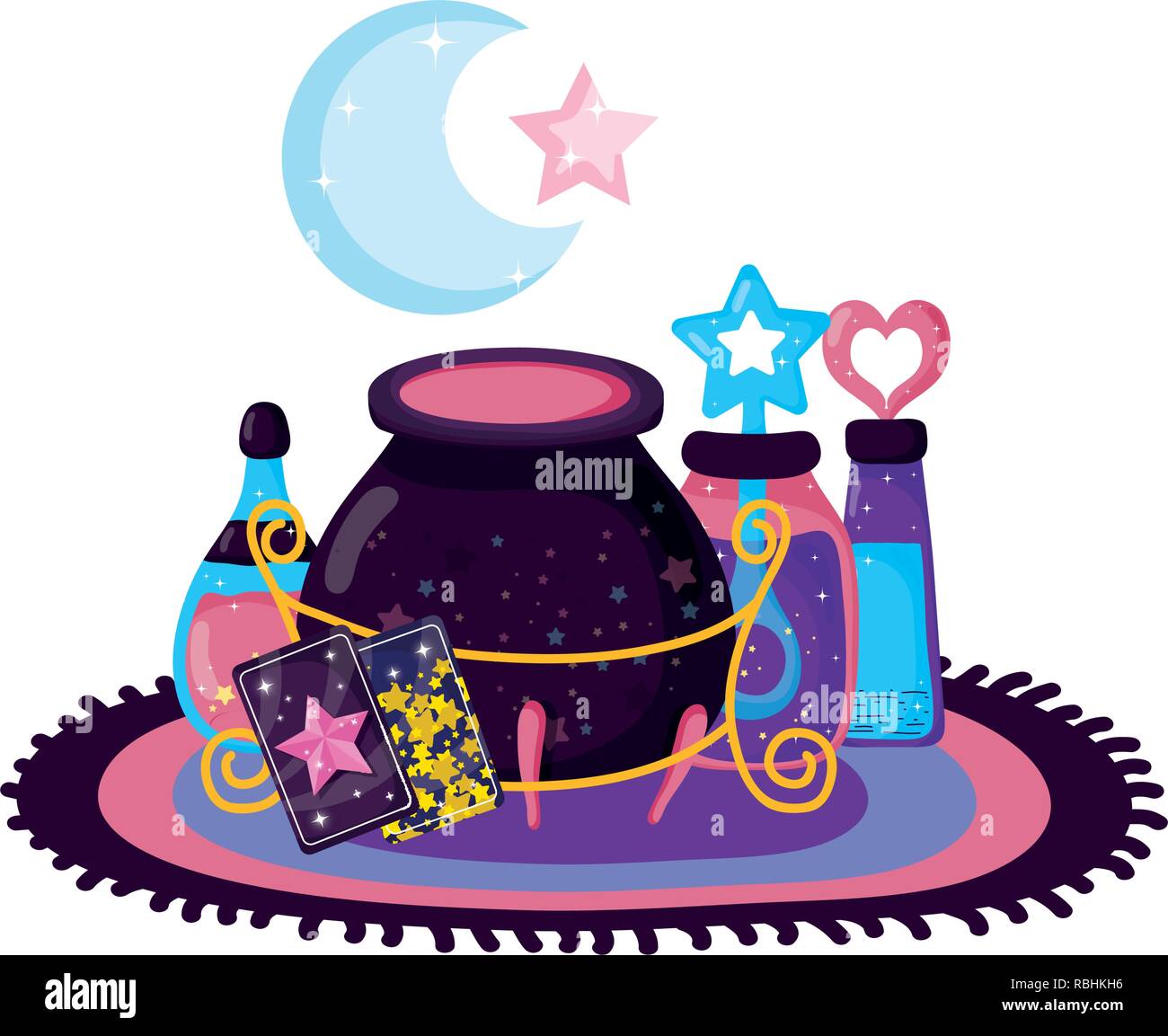 magic witch cauldron with potion bottles Stock Vector Image & Art - Alamy