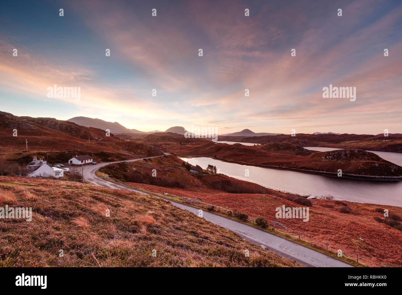 Coastal road in Sutherland, North West Highlands Stock Photo - Alamy