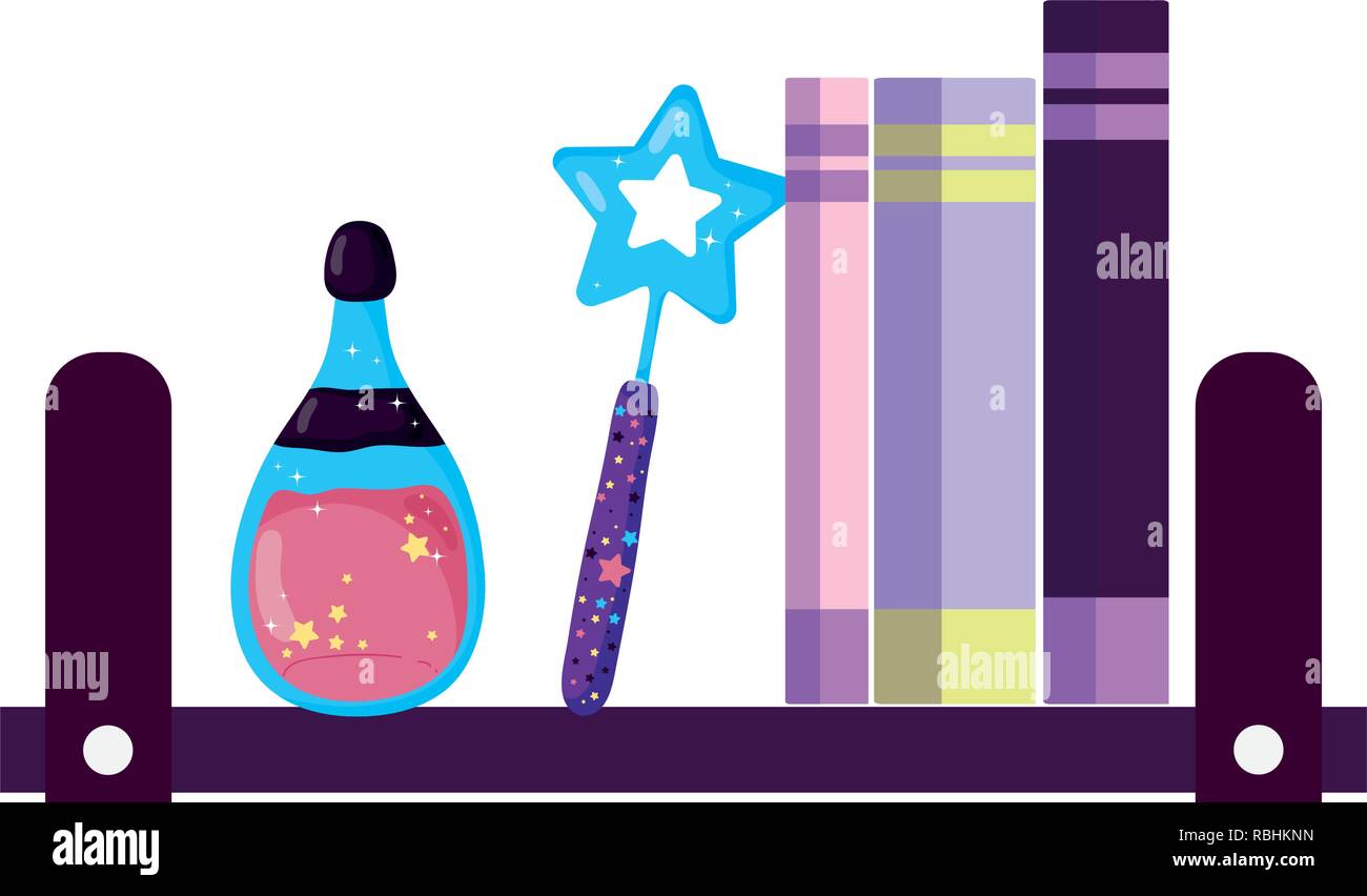 shelving with magic set items Stock Vector Image & Art - Alamy