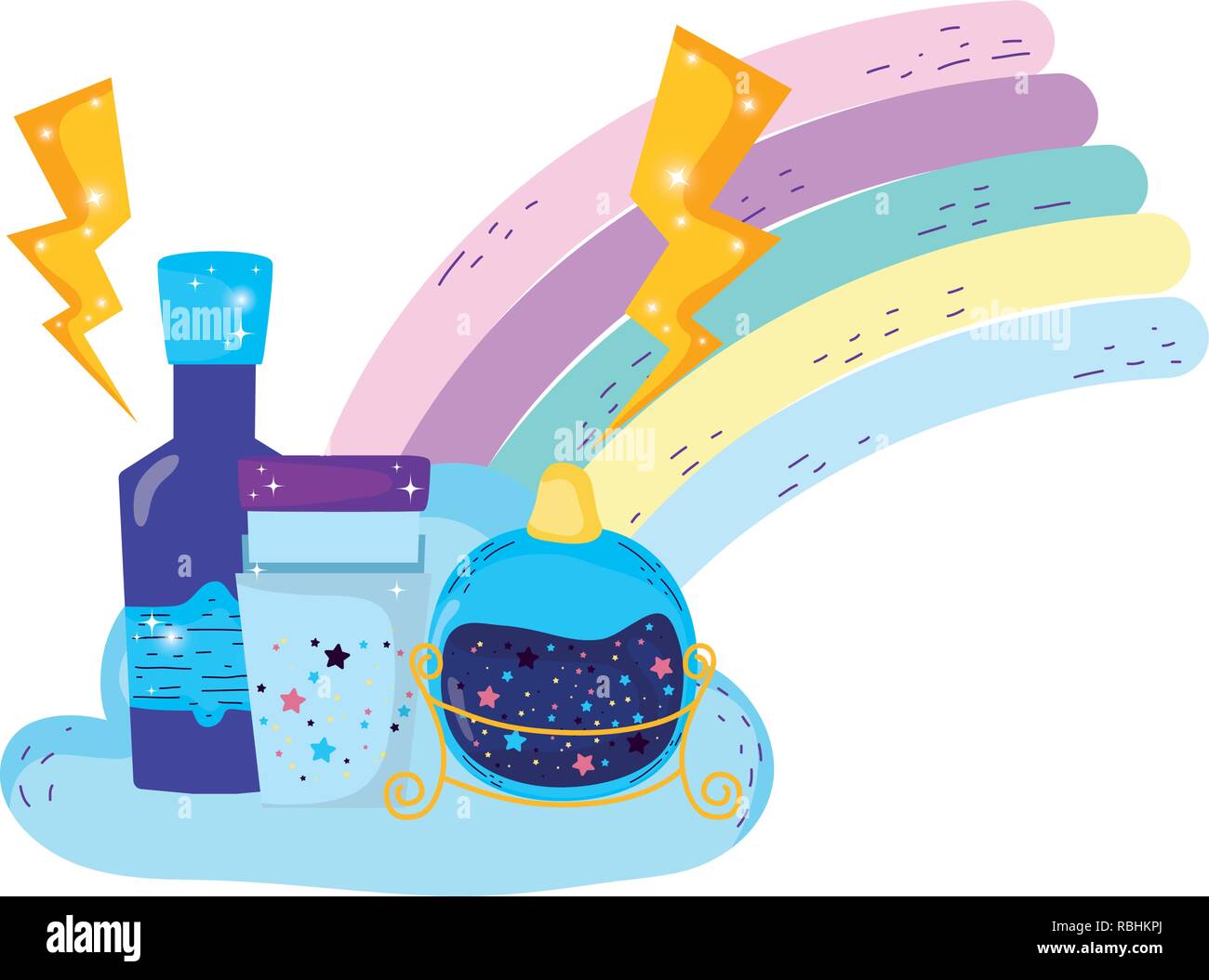 magic potion bottles with glass in rainbow Stock Vector Image & Art - Alamy