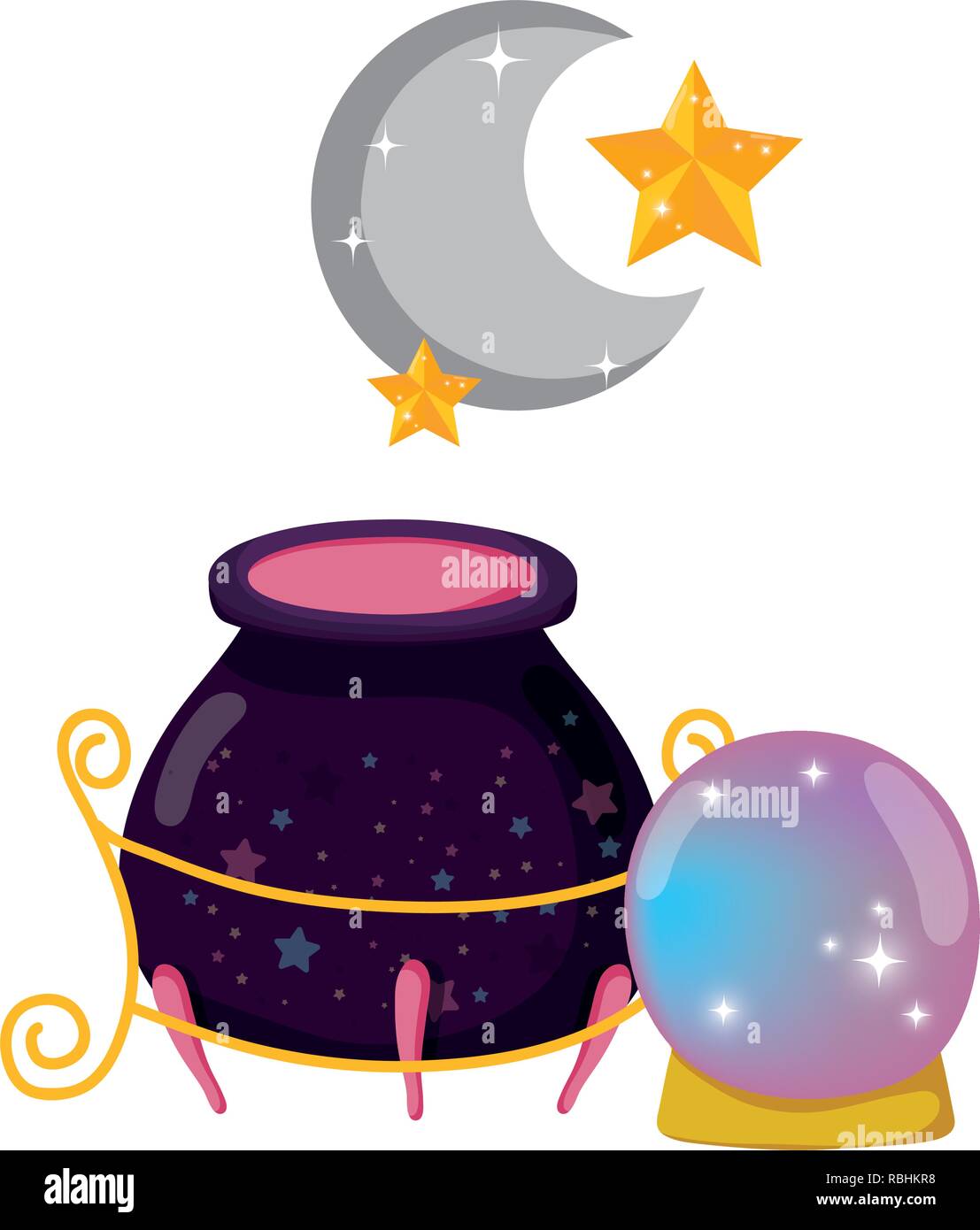 magic witch cauldron with crystal ball Stock Vector Image & Art - Alamy