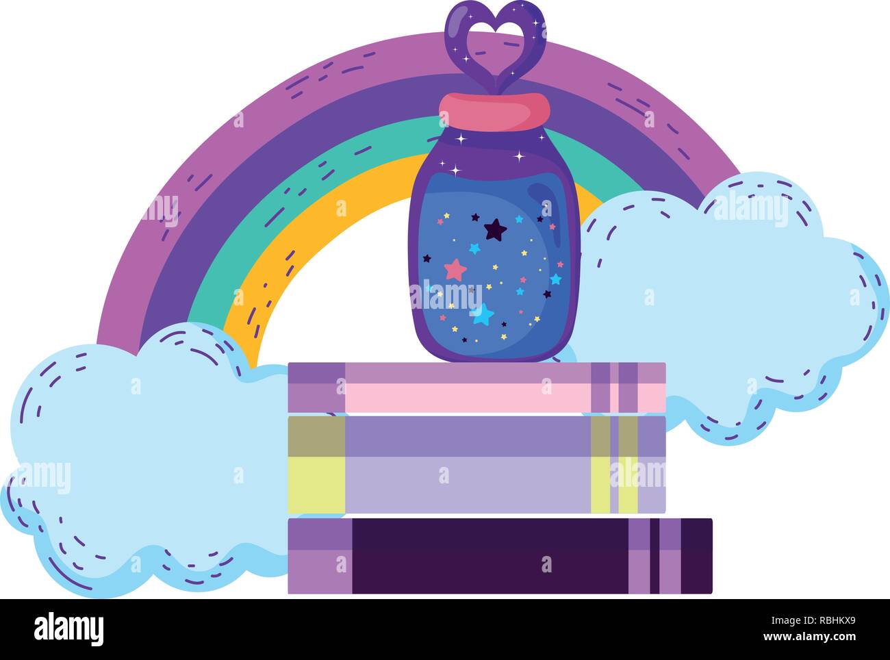 magic potion bottle with books in rainbow Stock Vector Image & Art - Alamy