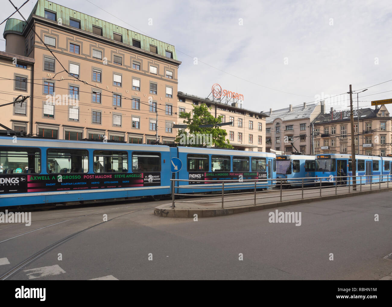 Blue tram in oslo hi-res stock photography and images - Alamy