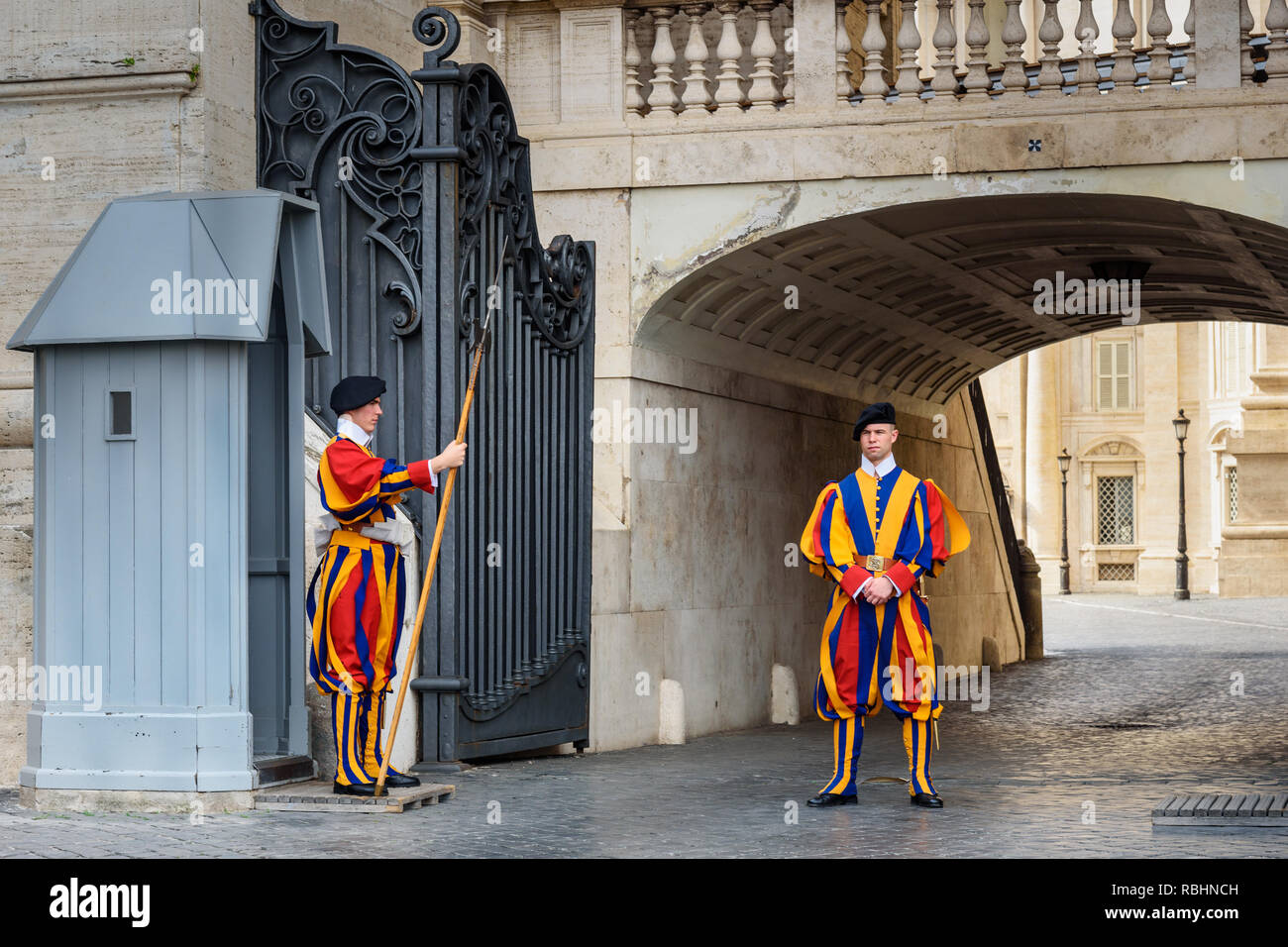 Vatican city, Vatican - October 05, 2018: Swiss Guard in their ...