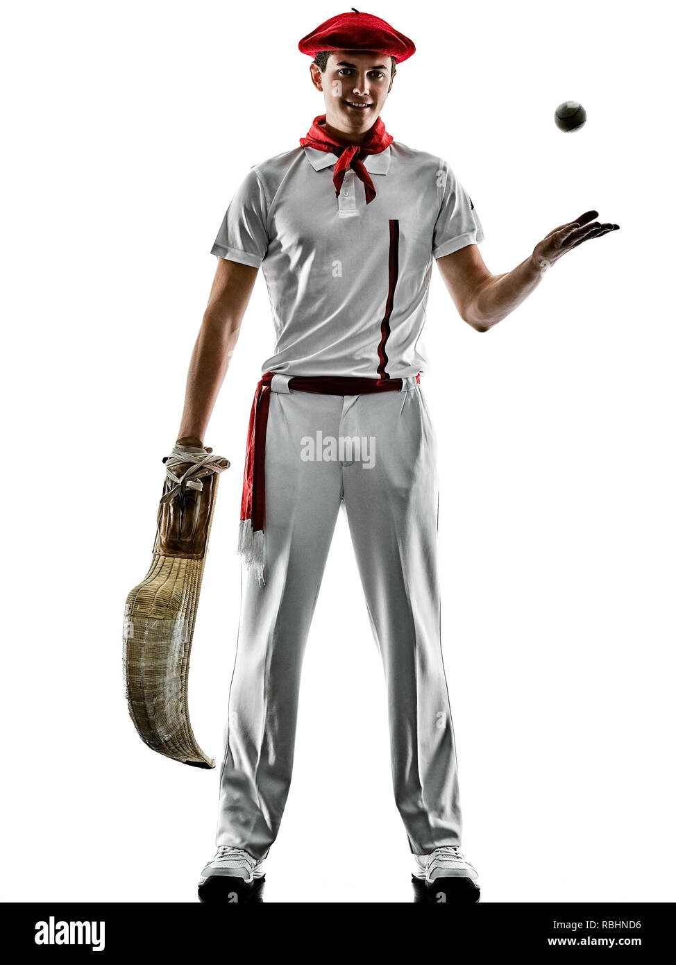 one caucasian Jai alai Basque pelota Cesta Punta player man isolated on ...